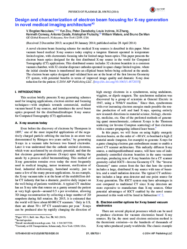 (PDF) Design and characterization of electron beam focusing for X-ray generation in novel ...