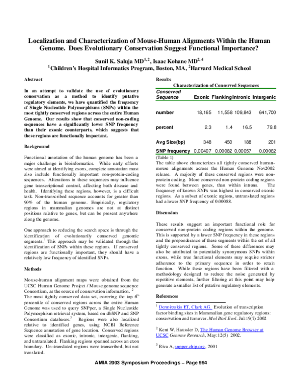 (PDF) Localization and characterization of mouse-human alignments within the human genome. Does ...