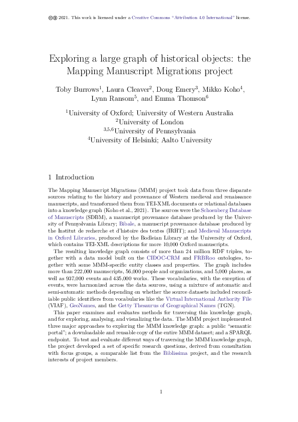 (PDF) Mapping Manuscript Migrations: A Knowledge Graph of Texts