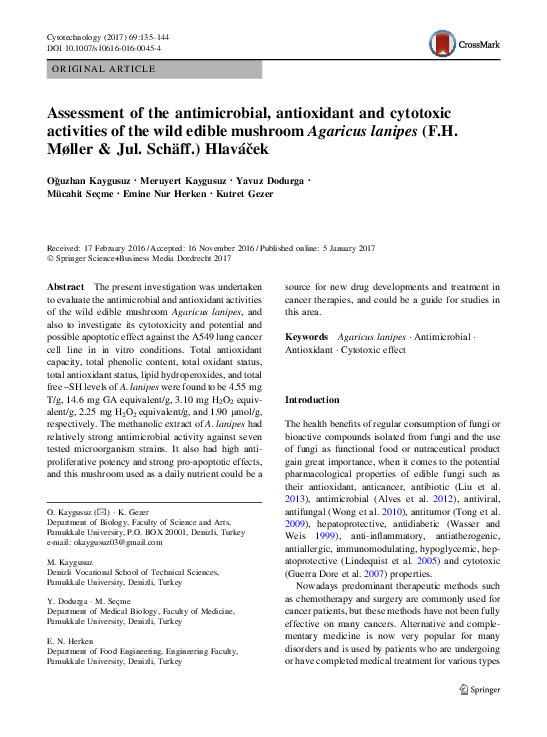 (PDF) Assessment of the antimicrobial, antioxidant and cytotoxic activities of the wild edible ...