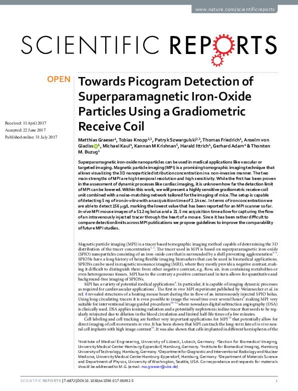 (PDF) Towards Picogram Detection of Superparamagnetic Iron-Oxide ...
