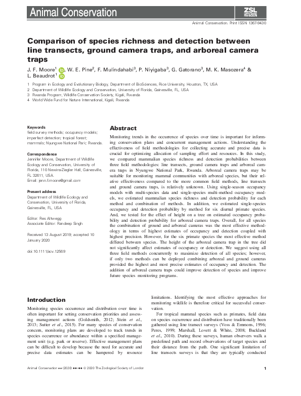 (PDF) Comparison of species richness and detection between line ...