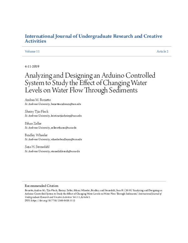 (PDF) Analyzing and Designing an Arduino Controlled System to Study the ...