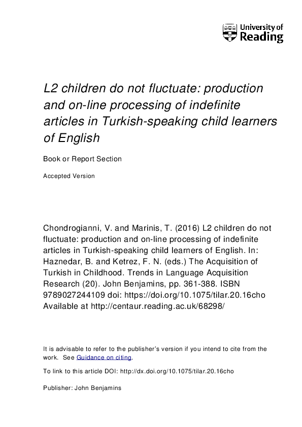 (PDF) L2 children do not fluctuate | Theo Marinis - Academia.edu