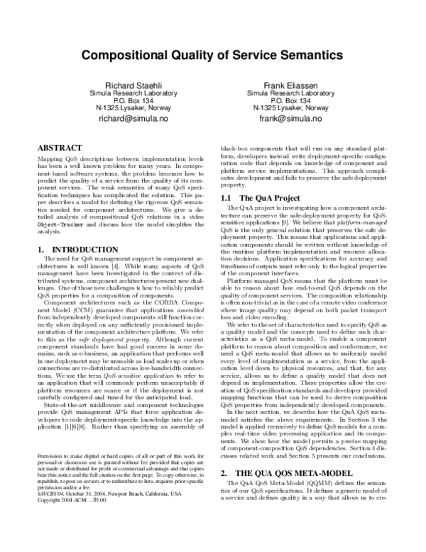 (PDF) Compositional quality of service semantics