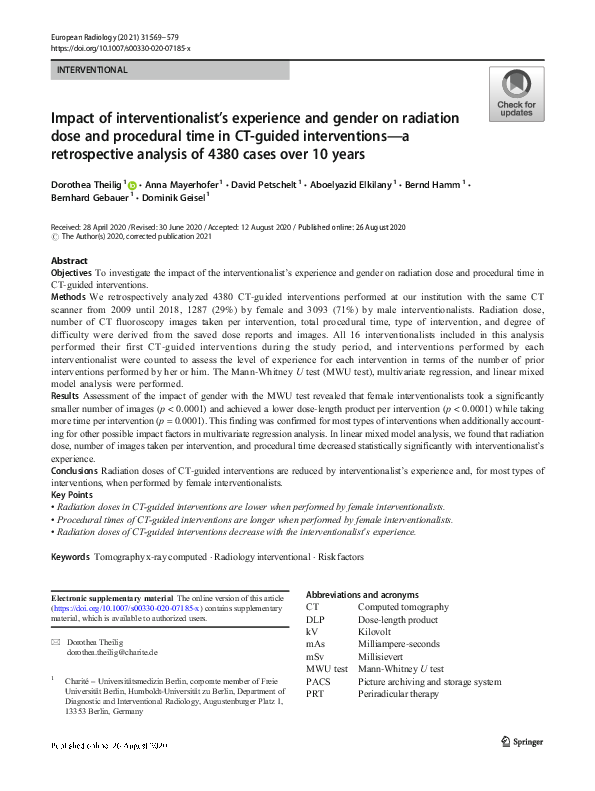 (PDF) Impact of interventionalist’s experience and gender on radiation ...