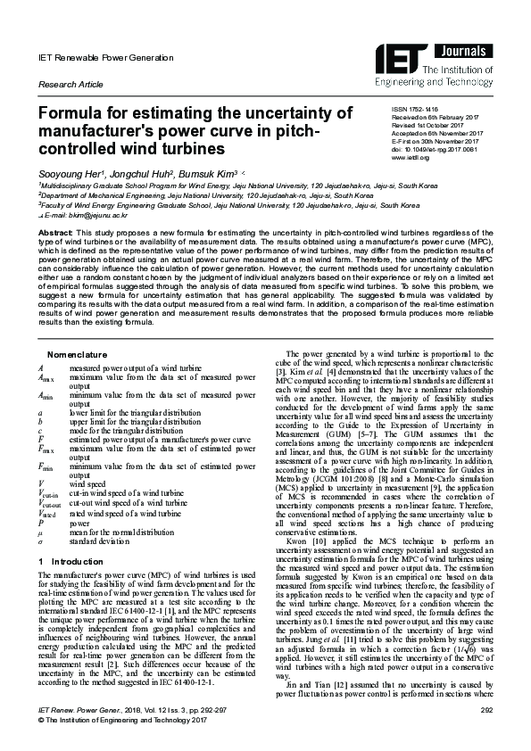 (PDF) Formula for estimating the uncertainty of manufacturer's power ...