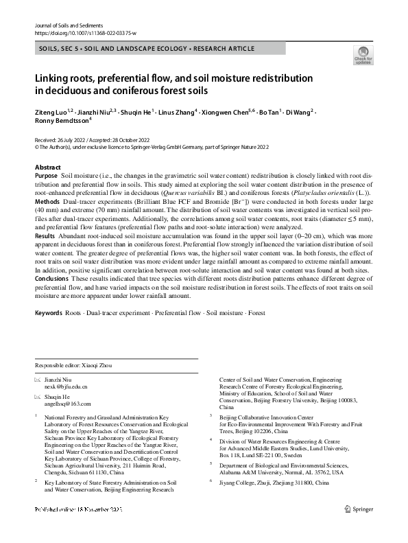 (PDF) Linking roots, preferential flow, and soil moisture ...