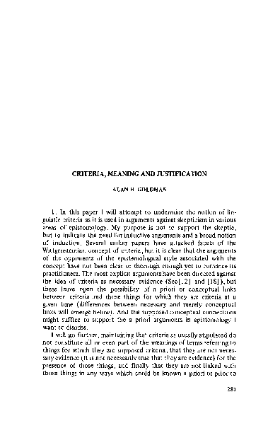 (PDF) Criteria, meaning and justification