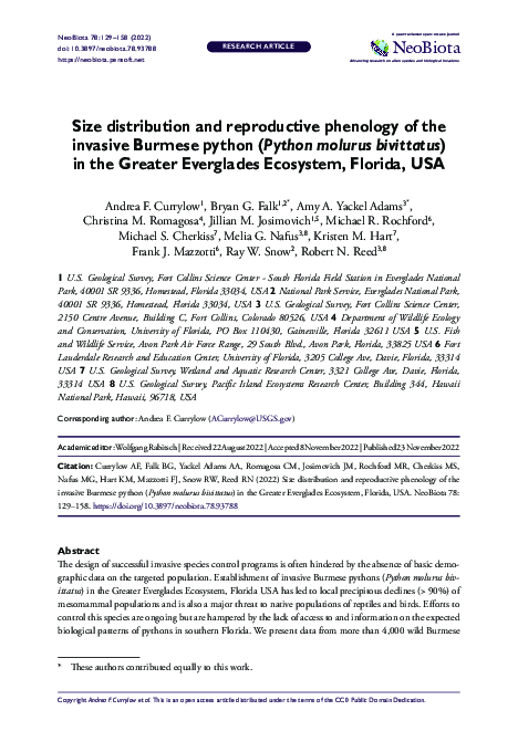 (PDF) Size distribution and reproductive phenology of the invasive ...