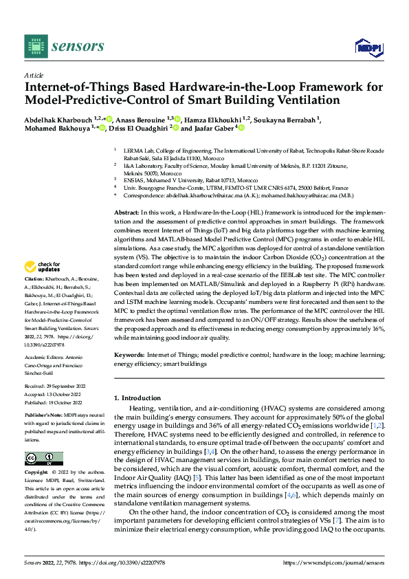 (PDF) Internet-of-Things Based Hardware-in-the-Loop Framework for Model-Predictive-Control of ...