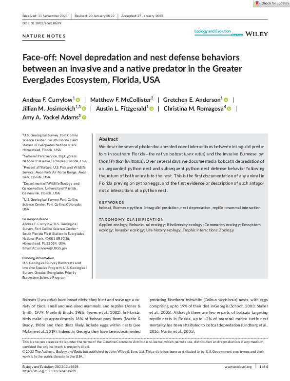 (PDF) Face‐off: Novel depredation and nest defense behaviors between an ...
