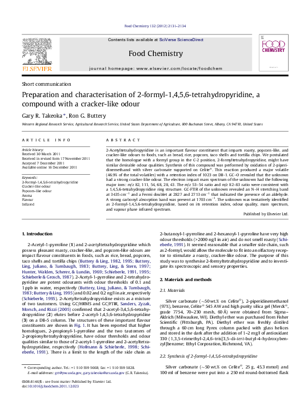 (PDF) Preparation and characterisation of 2-formyl-1,4,5,6 ...