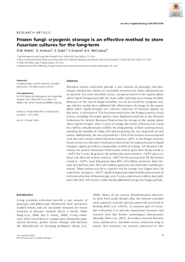 (PDF) Frozen fungi: cryogenic storage is an effective method to ...