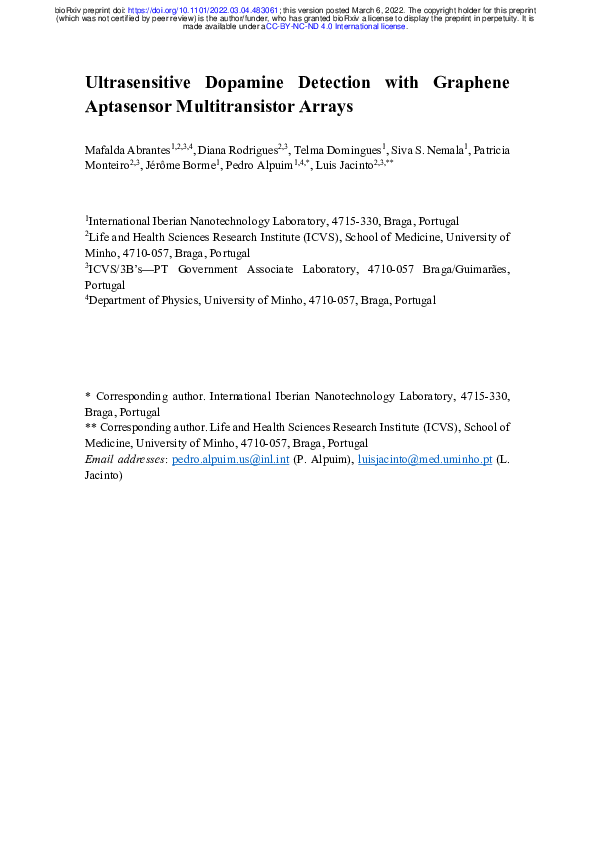 (PDF) Ultrasensitive Dopamine Detection with Graphene Aptasensor ...