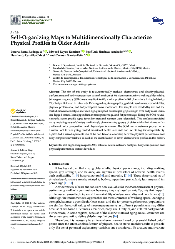 (PDF) Self-Organizing Maps to Multidimensionally Characterize Physical Profiles in Older Adults ...