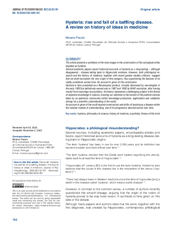 (PDF) Hysteria: rise and fall of a baffling disease. A review on ...