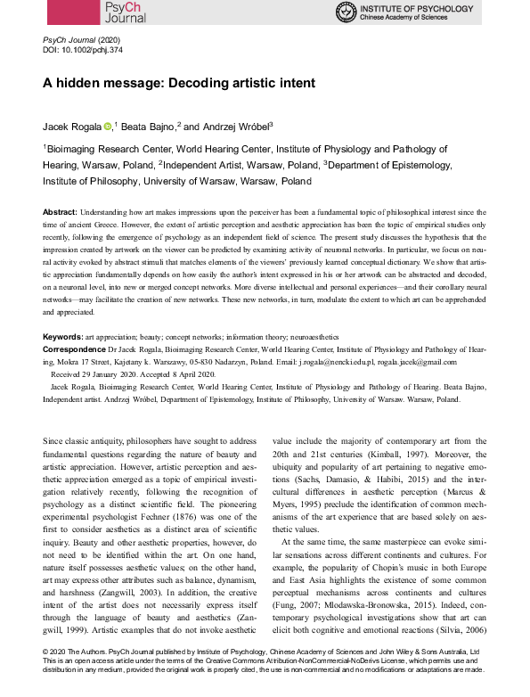 (PDF) A hidden message: Decoding artistic intent
