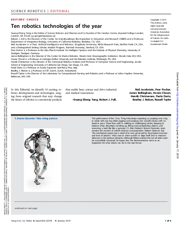 (PDF) Ten robotics technologies of the year