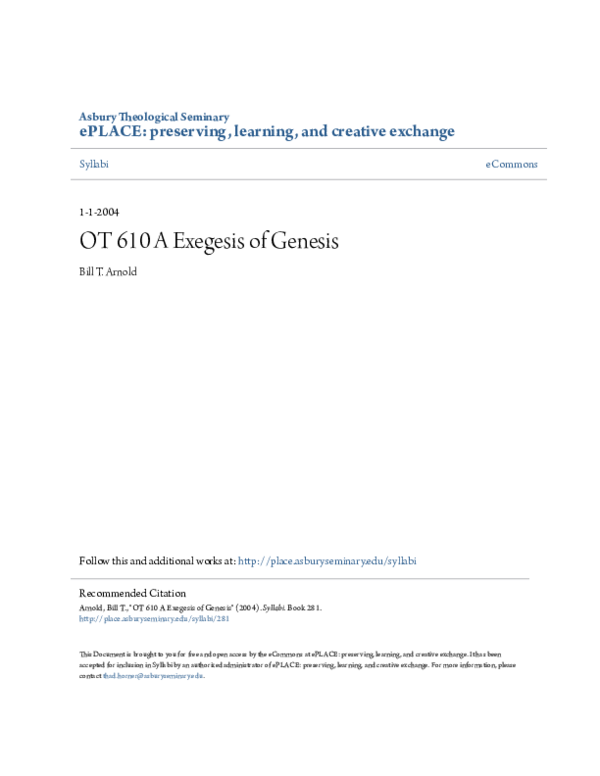 (PDF) OT 610 A Exegesis of Genesis