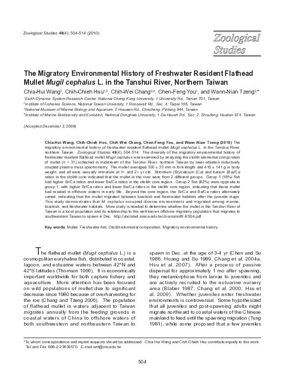 (PDF) The Migratory Environmental History of Freshwater Resident ...