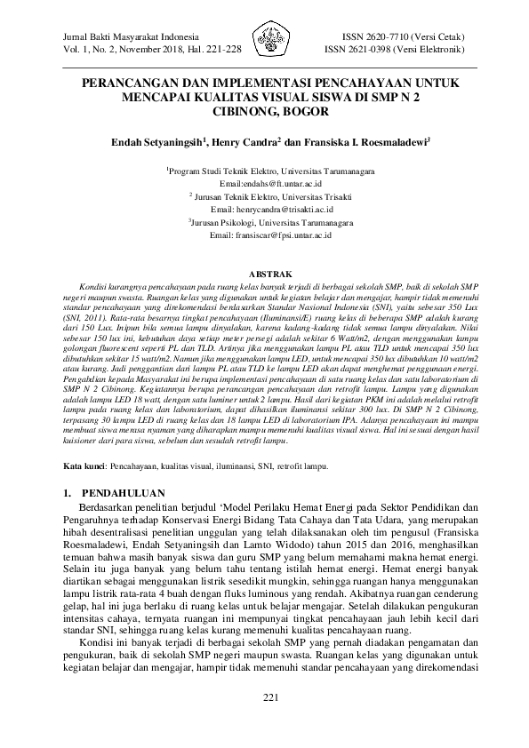 (PDF) Perancangan Dan Implementasi Pencahayaan Untuk Mencapai Kualitas ...
