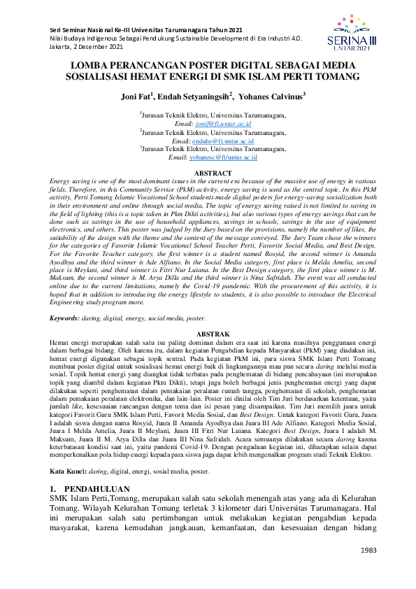 (PDF) Lomba Perancangan Poster Digital Sebagai Media Sosialisasi Hemat ...