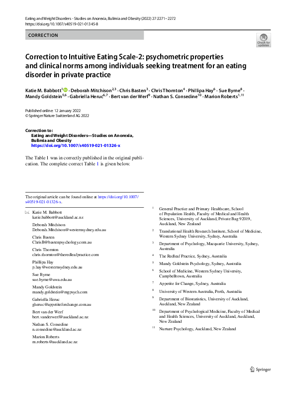 (PDF) Correction to Intuitive Eating Scale‑2: psychometric properties ...