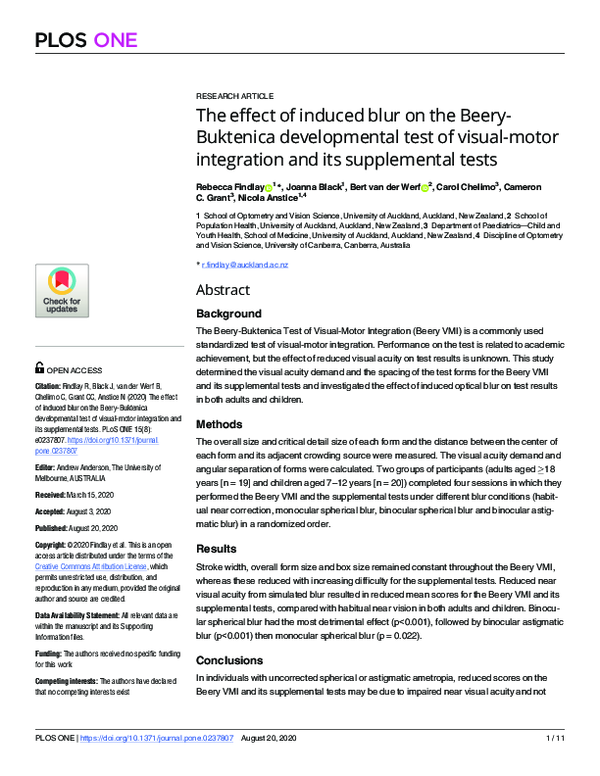 (PDF) The effect of induced blur on the Beery-Buktenica developmental ...