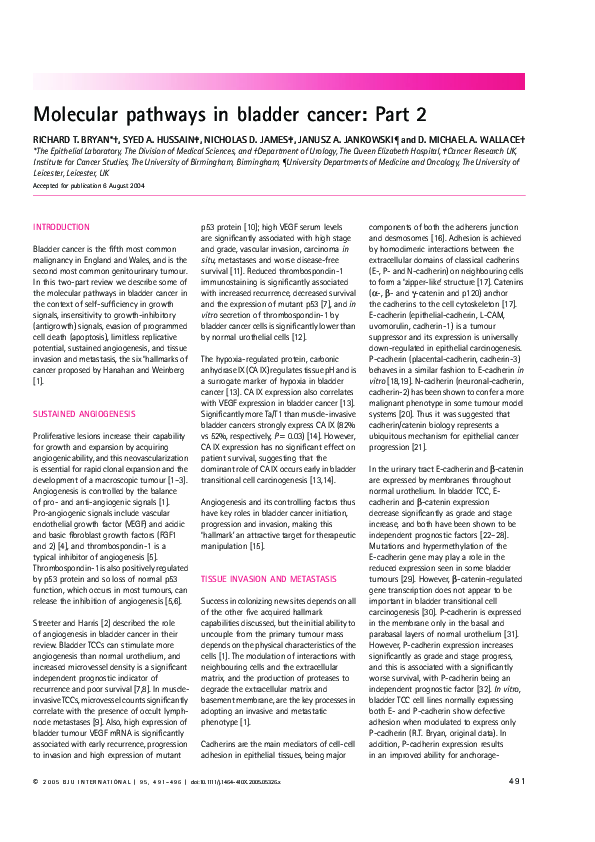 (PDF) Molecular pathways in bladder cancer: Part 2