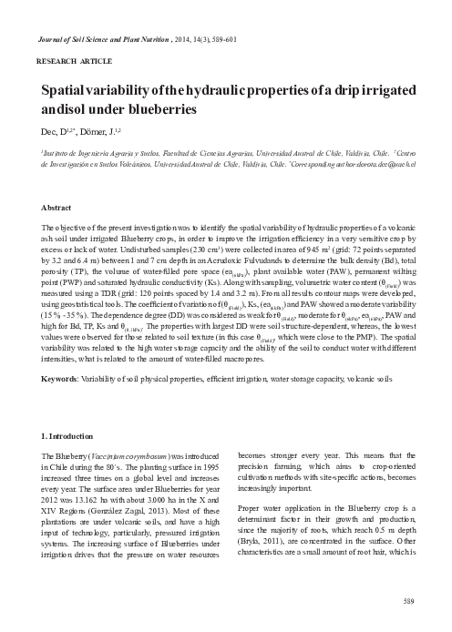 (PDF) Spatial variability of the hydraulic properties of a volcanic soil