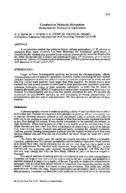 Pdf Containerless Polymeric Microsphere Production For Biomedical