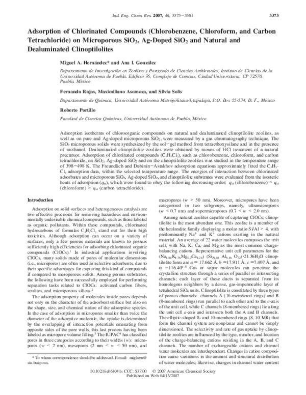 (PDF) Adsorption of Chlorinated Compounds (Chlorobenzene, Chloroform ...