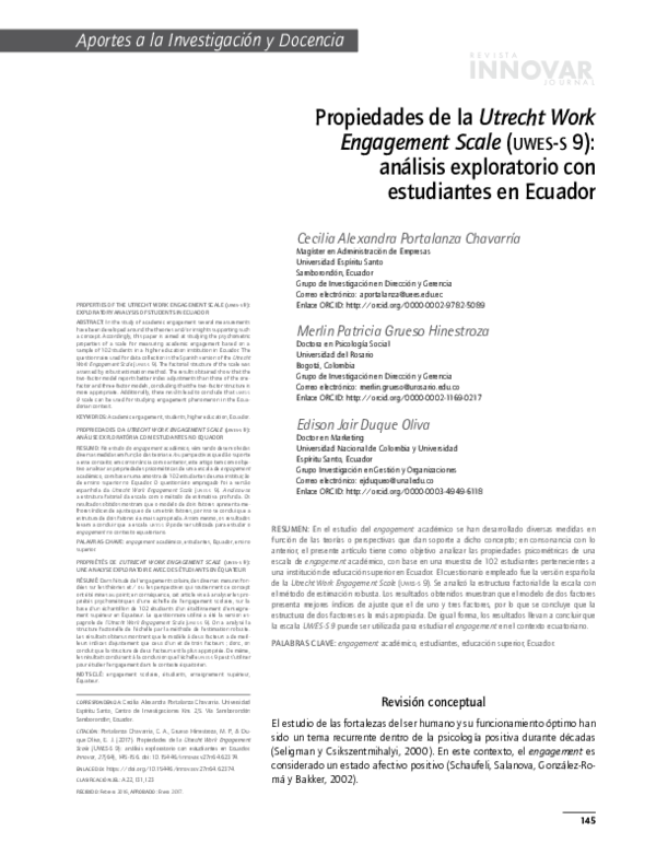 (PDF) Propiedades de la Utrecht Work Engagement Scale UWES-S 9 ...