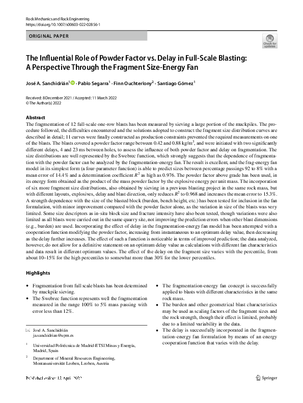 (PDF) The Influential Role of Powder Factor vs. Delay in Full-Scale ...