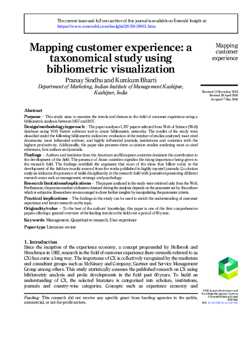 (PDF) Mapping customer experience: a taxonomical study using ...