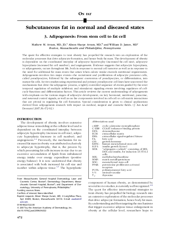 (PDF) Subcutaneous fat in normal and diseased states
