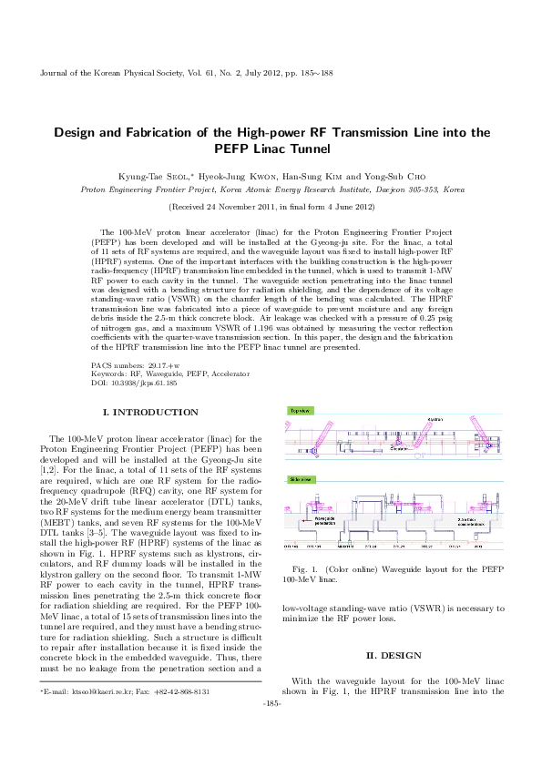 (PDF) Design and fabrication of the high-power RF transmission line ...