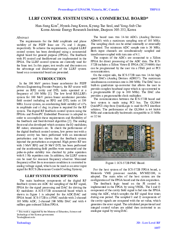 (PDF) LLRF Control System Using a Commercial Board