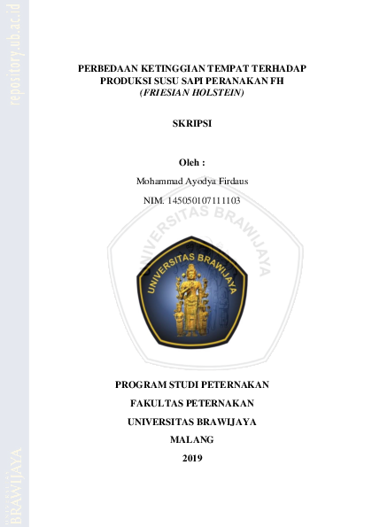 (PDF) Perbedaan Ketinggian Tempat Terhadap Produksi Susu Sapi Peranakan ...