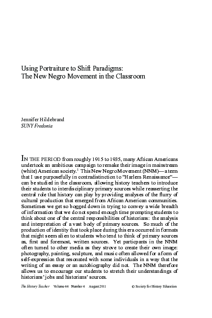 (PDF) Using Portraiture to Shift Paradigms: The New Negro Movement in the Classroom | Jennifer ...