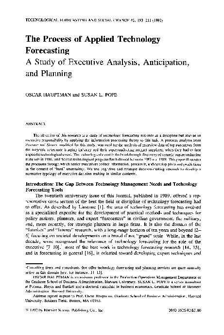 (PDF) The process of applied technology forecasting