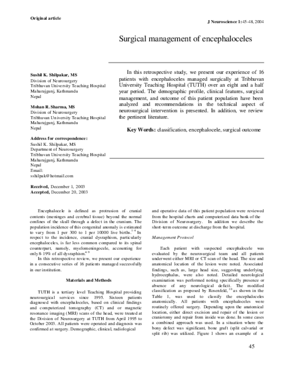 (PDF) Chapter-005 Surgical Management of Encephaloceles