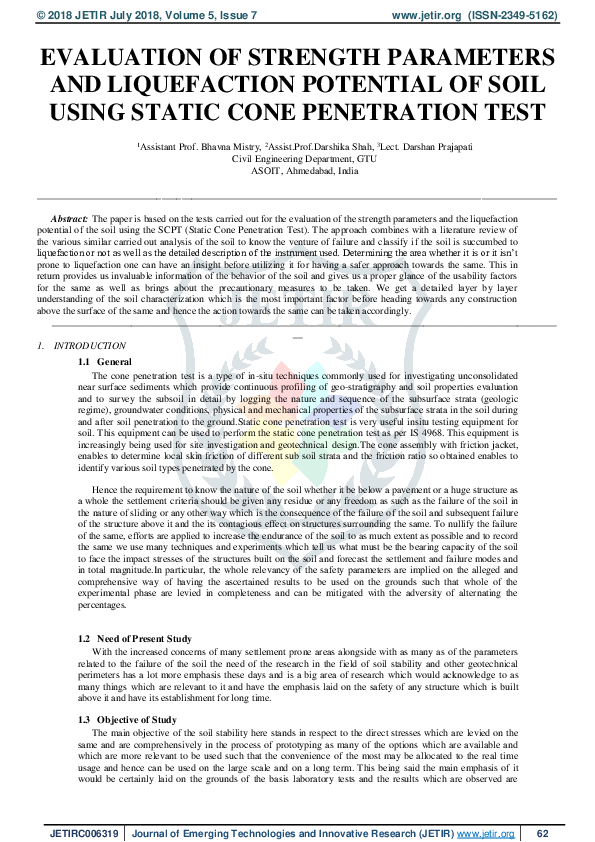 (PDF) Evaluation of Strength Parameters and Liquefaction Potential of ...