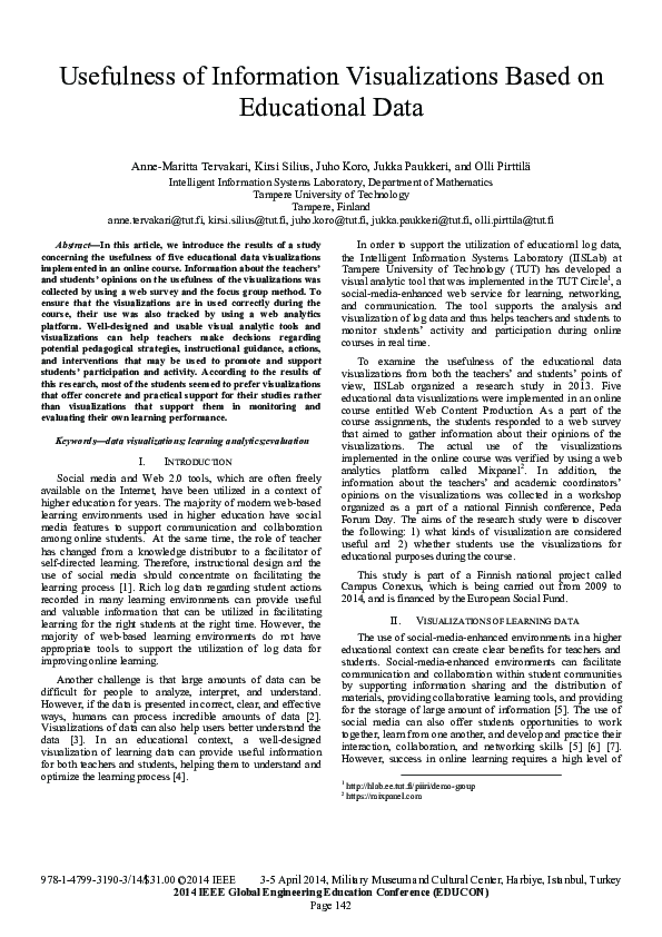 Pdf Usefulness Of Information Visualizations Based On Educational Data