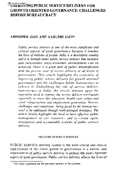 (PDF) Improving Public Service Delivery for Growth Oriented Governance ...