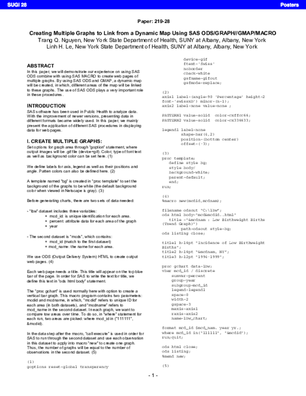 (PDF) Creating Multiple Graphs to Link from a Dynamic Map Using SAS ODS/GRAPH//GMAP/MACRO