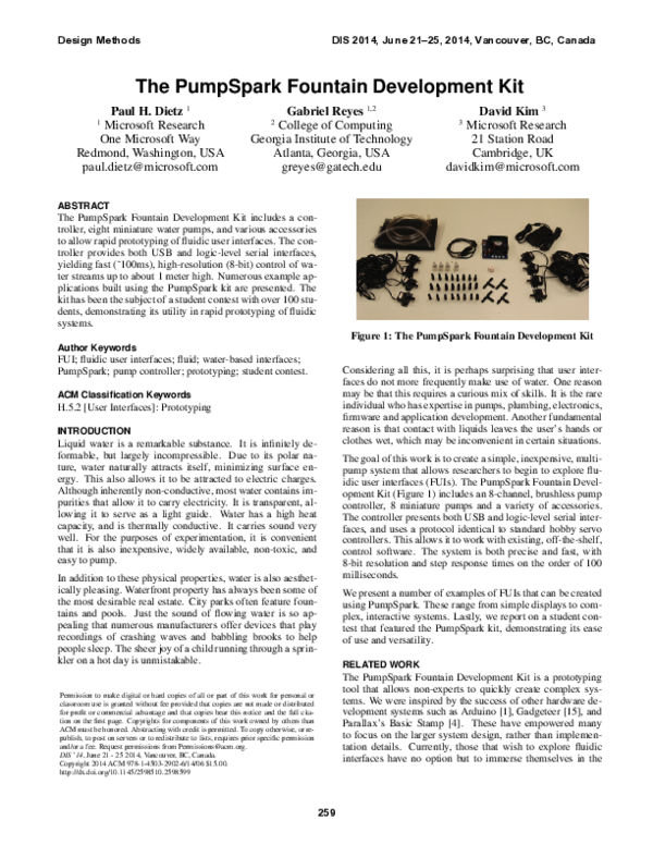 (PDF) The PumpSpark fountain development kit