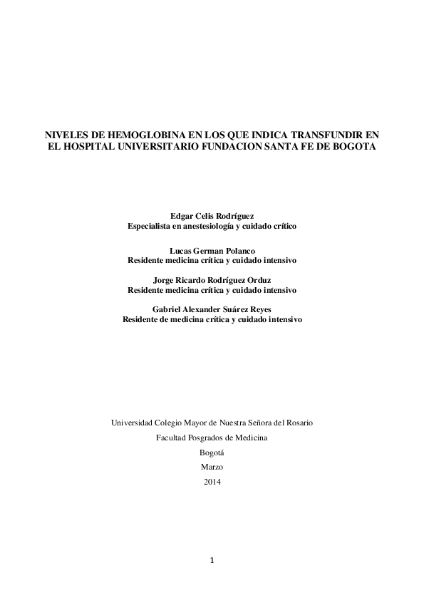 (PDF) Niveles de hemoglobina en los que se indica transfundir en el ...