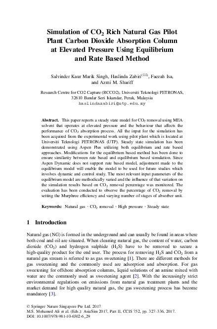 (PDF) Simulation of CO2 Rich Natural Gas Pilot Plant Carbon Dioxide ...
